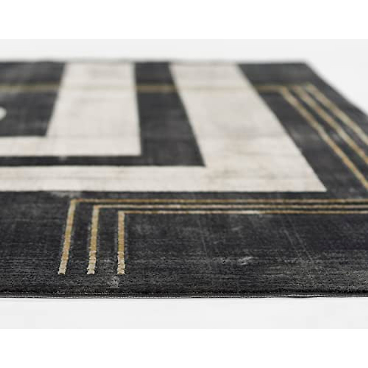 Momeni Edition Geometric Polyester Charcoal Area Rug, 7'9" x 9'10" Sized Rug for Living Room, Bedroom, Dining Room, and Kitchen