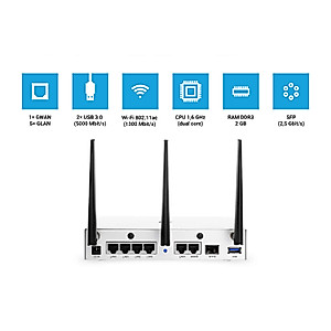 Turris Omnia I 2,5 Gbps SFP, 1,6 GHz CPU,2 GB RAM,Wi-Fi 5 3X3 MIMO, 4G/5G SIM-Slot, 3X mPCIe, hi-Performance, Open Source, 2,5 Gbps WAN/LAN, 5X GLAN/GWAN, 2X USB 3.0, Made, Designed in EU