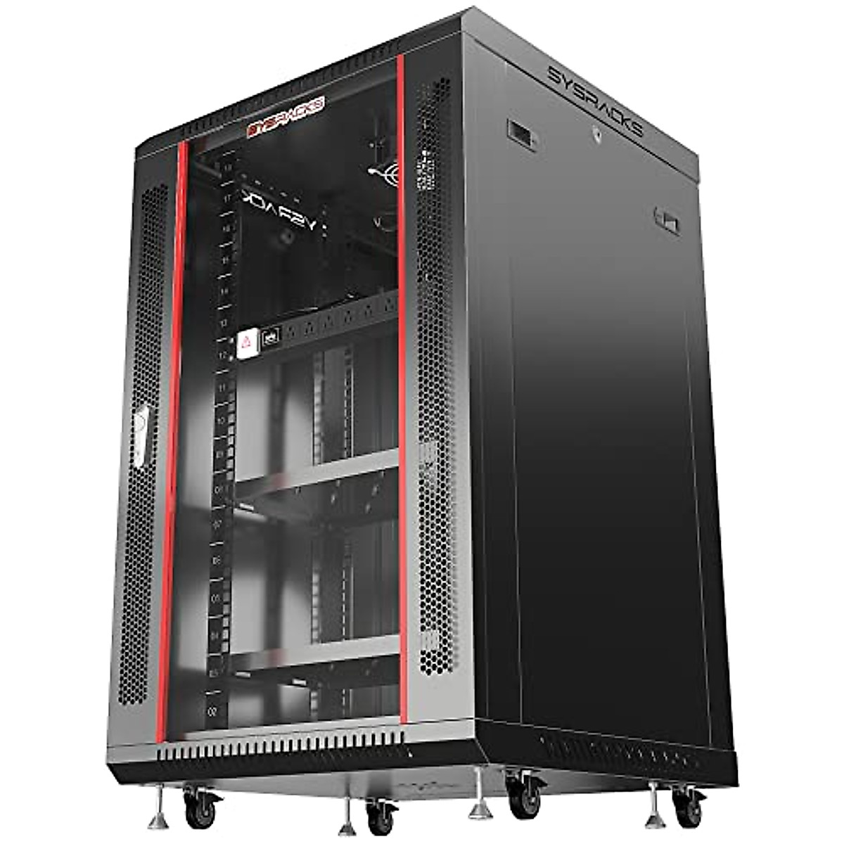 Server Rack - Wall Mount Network Enclosure - Locking Wall IT Cabinet - 19 Inch Rack Av Audio Video Rack Lockable Cabinet Network Rack - Powerbar - Shelf - Fan - Feet (22U (24" w x24 d x43 h))