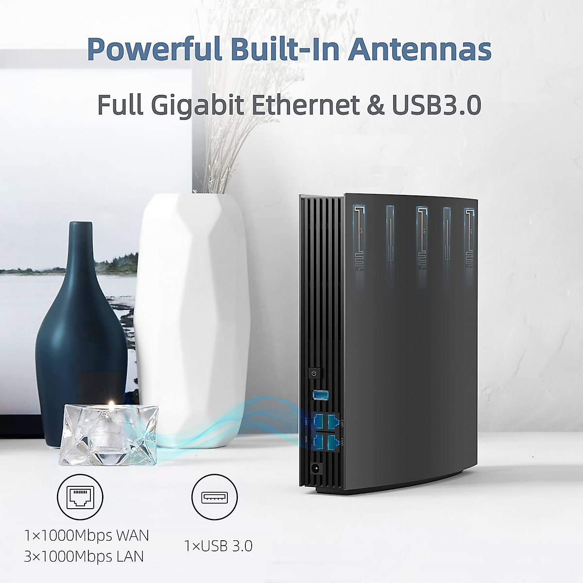 AC3200 Smart WiFi Router with LED Screen - Dual Band Gigabit Router for Home | Up to 2500 sq.ft Coverage & 100 Devices | 4 GB Ports & 1 USB | QoS, Parental Control, MU-MIMO