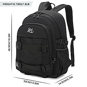 MIRLEWAIY Classical Casual Large Boys Daypack Black Travel Laptop Backpack School Bookbag Work Bag For College student water-resistent, Black