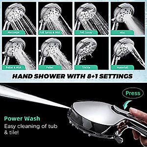 V-Frankness Shower Head with Handheld Combo, High Pressure 69 Settings Shower Head Buit in Power Wash Mode, with Soild Brass Diverter and 70 Inches Extra Long Stainless Steel Hose (Chrome)