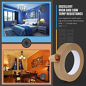 Lichamp 4 Pack Brown Painters Tape 1 inch, Brown Masking Tape 1 inch x 55 Yards x 4 Rolls (220 Total Yards)