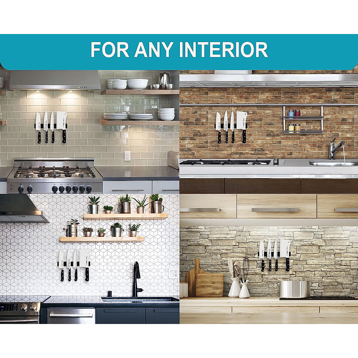 10 Inch Black Knife Magnetic Strip Use as Magnetic Knife Holder for Wall - Wall Magnetic Knife Strip - Kitchen Magnetic Knife Bar - Rack Holder