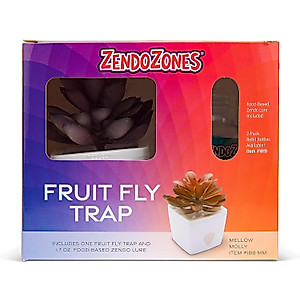 ZendoZones Fruit Fly Traps with Zendo Lure, 2-Pack Mellow Molly & Serene Sandy with Plastic White Base, Refillable and Reusable