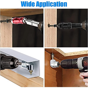 SUNJOYCO 3PCS 1/4" Magnetic Pivot Drill Bit Tip Holder, 105° Right Angle Drill Adapter Extension Impact Driver Bendable in 20° Angle for Corner