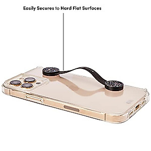 Case-Mate Elastic Strap Phone Grip - Finger & Hand Phone Holder, Mobile & Tablet Phone Strap For iPhone 14 Pro Max/ 13 Pro Max/ 12 Pro Max/ 11/ S23 Ultra/ Pixel 7, 3M Supreme Adhesive - Black Glitter