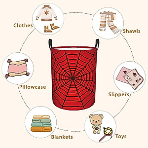 UIUPRO Laundry Hamper, Spider Web Red Laundry Basket,Waterproof Foldable Storage Bin for Bedroom,Clothes Organizer Basket,Toys Box 16x20 Inch