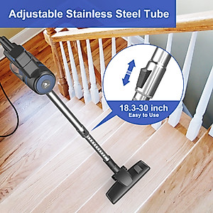 Intercleaner Corded Vacuum Cleaner, 17KPa Powerful Suction with 600W Motor, 10 in 1 Lightweight Bagless Stick Vac with Handheld, Ultra Quiet, for Hardwood Floor Carpet Car Pet Hair