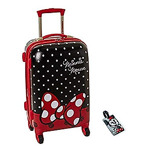 American Tourister Disney Minnie Mouse Red Bow Hardside Spinner 21 with Matching ID Tag