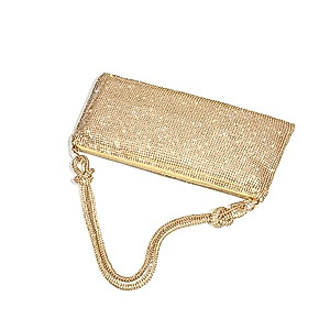 YUWITA Rhinestone Evening Handbag Purse Small Hobo Shoulder Bag for Women (Gold)