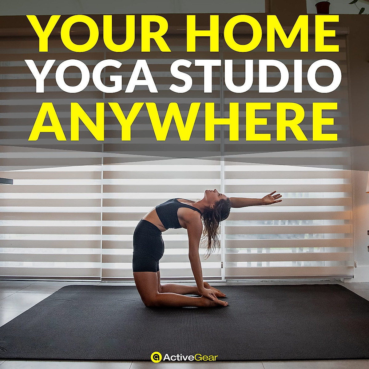 ActiveGear Large Yoga Mat 6 x 6 ft - 8mm Extra Thick, Durable, Comfortable, Non-Slip & Odorless Premium Square Yoga and Pilates Mat for Home Gym - Black