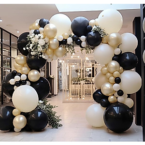 Black Balloons-Double Stuffed Black Balloons Different Sizes Latex Premium Black Balloon Garland Matte Black balloon Arch Kit for Birthday Graduation Wedding Baby Shower Party decorations