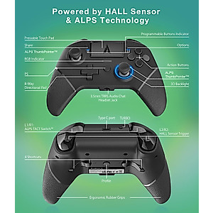 ASUSPORACE AUROCE Wireless Controller for PS4 Pro/Slim/PC, PS4 Controller Pro Gamepad with ALPS Joystick Hall Trigger Dual Vibration Mapping Button, Substitute for PlayStation 4 DualShock 4[1 Pcs]