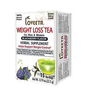 Loveeta Wellness Weight Loss Tea Blackberry - 15 Tea Bags (Gmo Free, Gluten Free, Dairy Free, Sugar Free & 100% Natural)