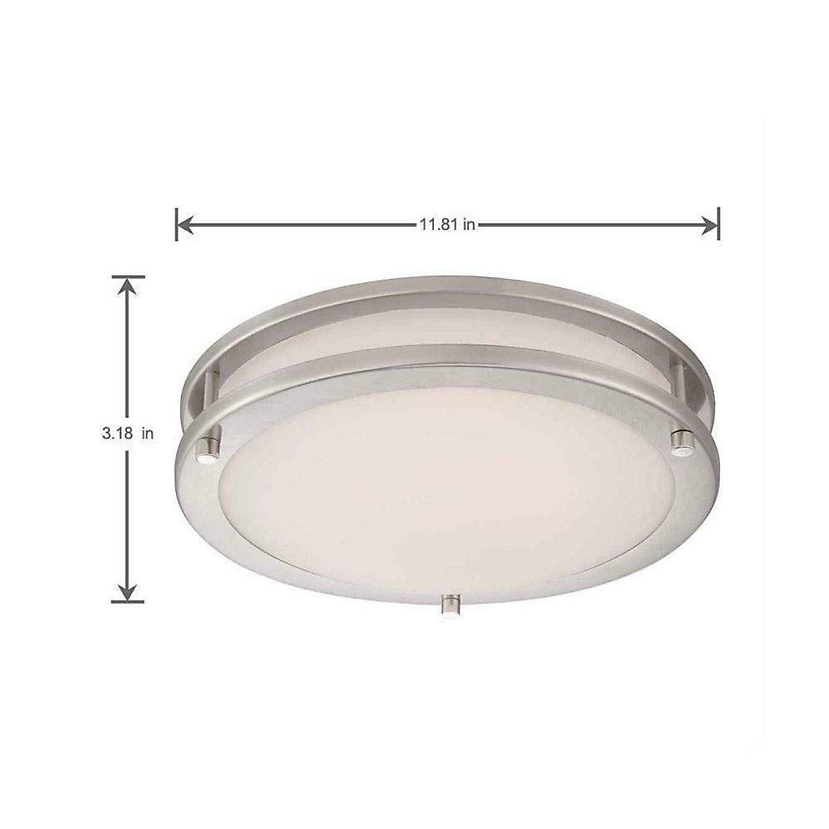Hampton Bay Lighting Flaxmere 11.8 in. Brushed Nickel LED Flush Mount Ceiling Light with Frosted White Glass Shade, HB1023C-35