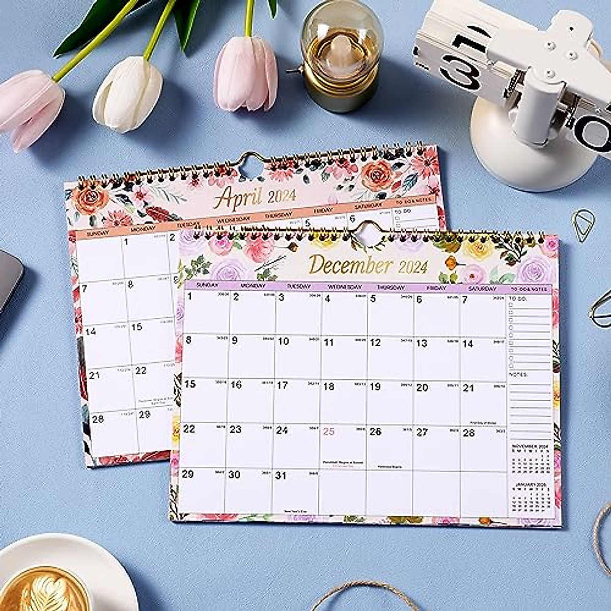 2024 Calendar - Calendar 2024, Jan. 2024 - Dec. 2024, 11" x 8.5", 12-Month Wall Calendar 2024, Small Calendar with Twin-Wire Binding