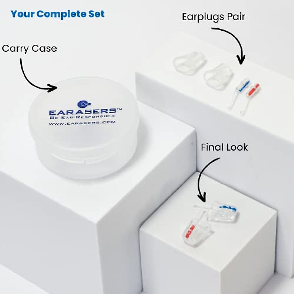 EARasers Noise Cancelling Earplugs - Reusable Noise Reduction Musicians Earplugs for Concerts, Djs – 19dB Peak Reduction