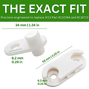 Spare Hardware Parts HEMNES Shoe Cabinet Parts Replacement for IKEA Part #110364 and #116713 (Pack of 2 Each)