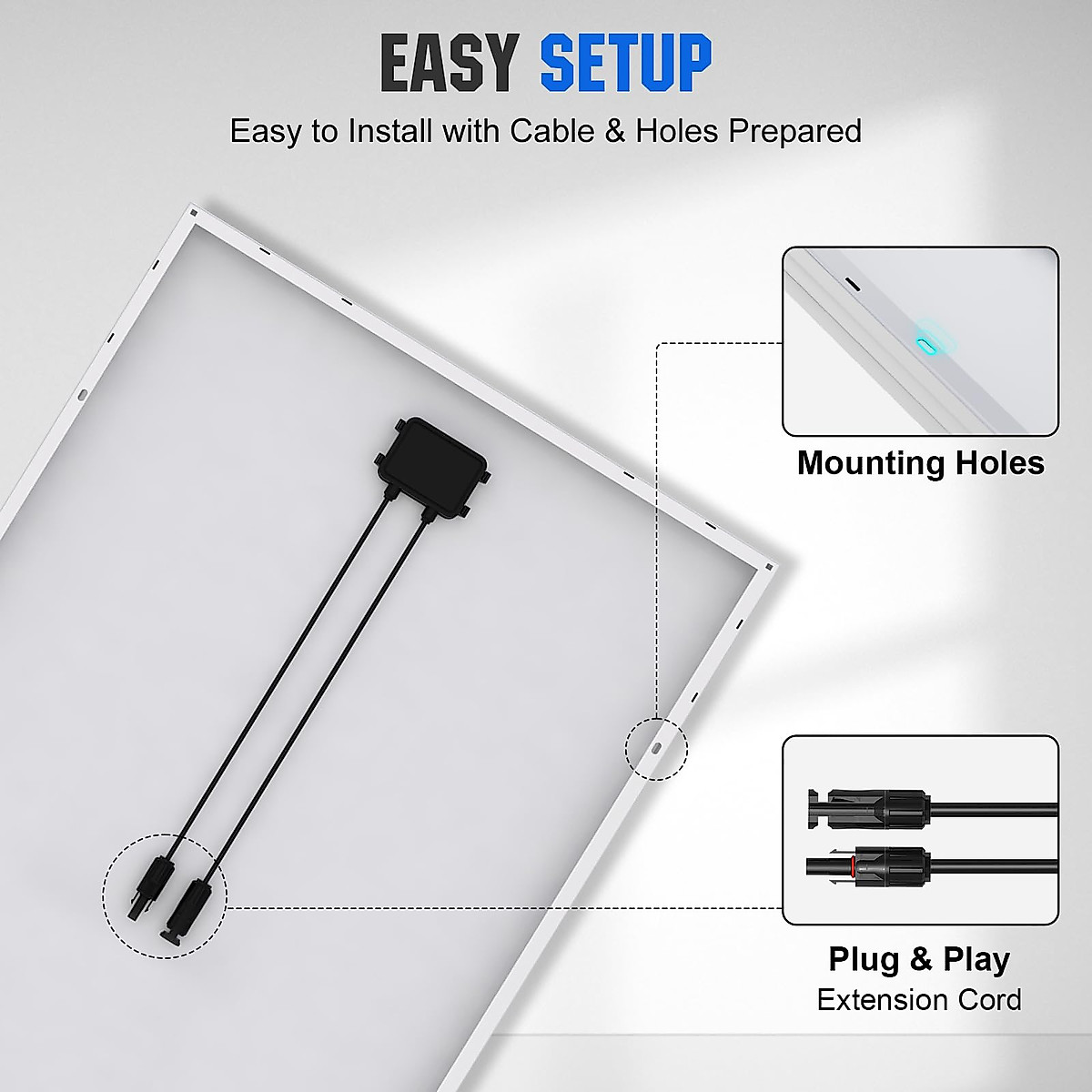 ECO-WORTHY 240Watts Solar Panels (2pcs 12V 120Watt) High Efficiency Monocrystalline Solar Panel Generates 1.0KWH/Day for RV Shed Motorhome Campervan Boat