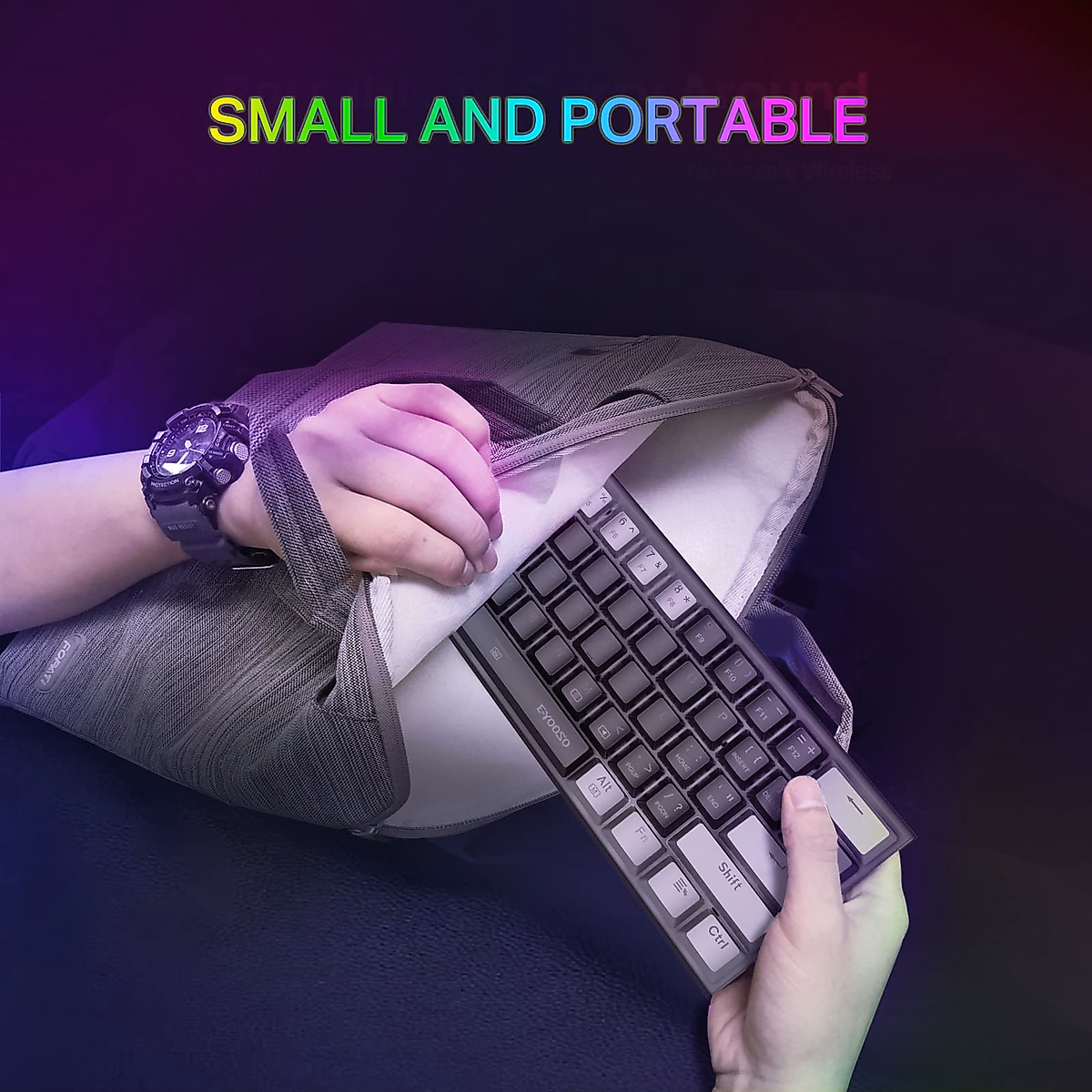 E-YOOSO 60% Wired Mechanical Gaming Keyboard, RGB Backlit Ultra-Compact 61 Keys Hot Swappable Mini Waterproof Wired Office Keyboard with Blue Switches for Windows, Mac OS Gamers (Black Grey)