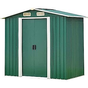 Outdoor Garden Metal Shed 6' X 4' Storage Shed Utility Tool Backyard Lawn Green w/Door