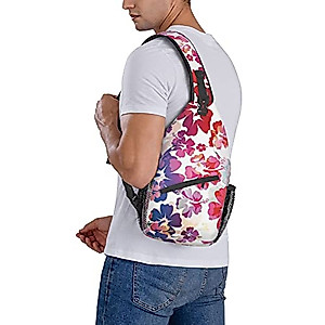 ASEELO Hawaiian Flower Print Crossbody Bag Sling Bag Multipurpose Travel Backpack For Men And Women