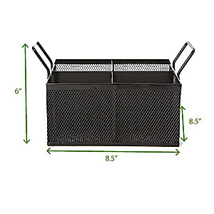 Mind Reader 4-Section Metal Mesh Storage Caddy, Kitchen Utensil Holder, Flatware and Silverware Organizer, Napkin Holder, Black