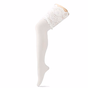 Varsbaby Women Sexy Suspender Belt with Stockings Plus Size Garter Belts and Stocking Sets (M,White)