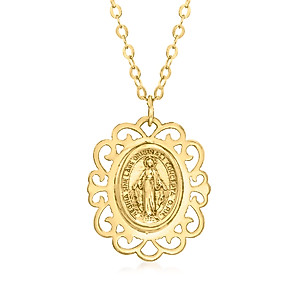Ross-Simons Italian 14kt Yellow Gold Miraculous Medal Pendant Necklace. 20 inches