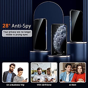 UniqueMe [4 Pack] compatible with iPhone 11 Pro Max 6.5 - inch, 2 Pack Privacy Screen Protector Tempered Glass and 2 Pack Camera Lens Protector, Anti Spy Bubble Free Case Friendly - Precise Cutout