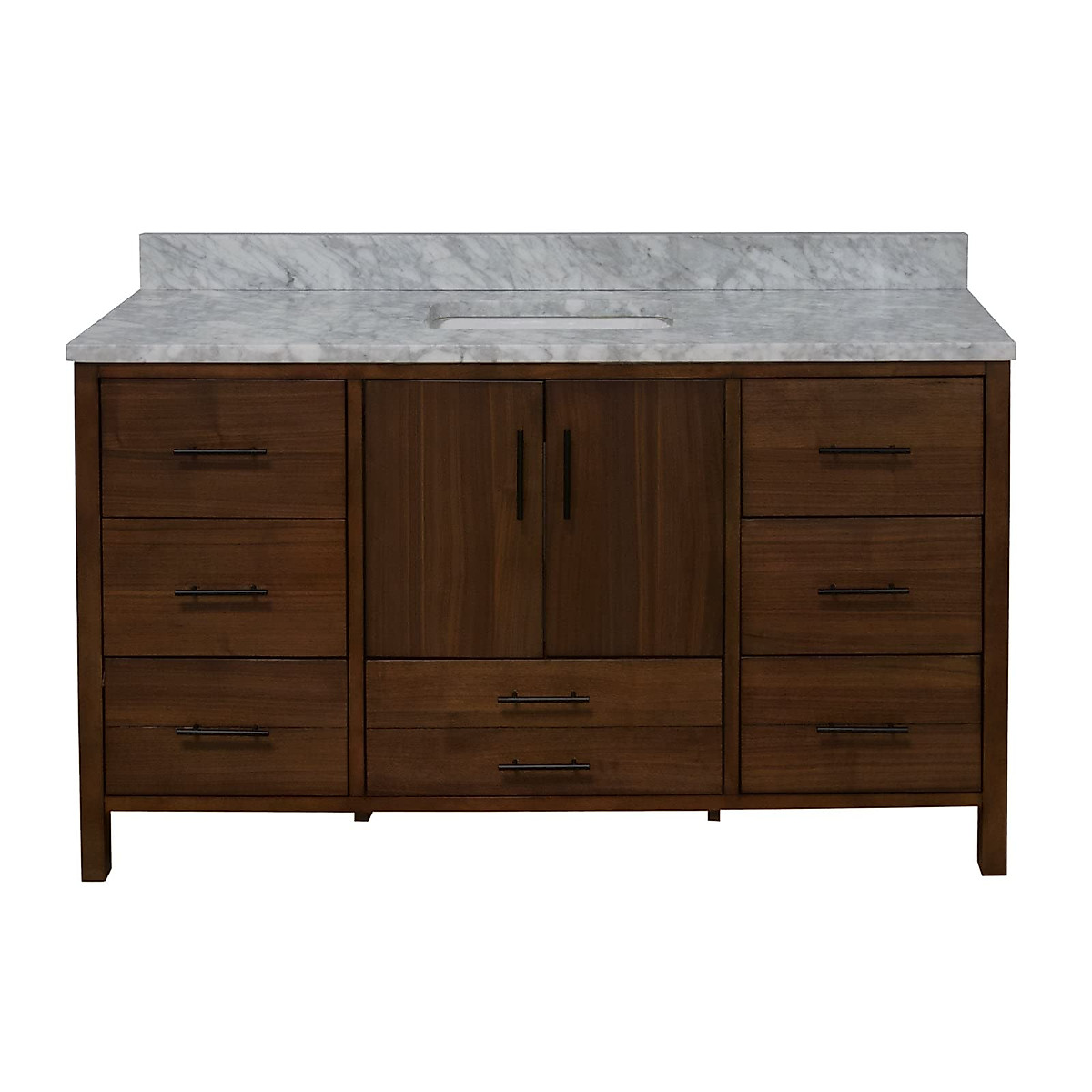Kitchen Bath Collection California 60-inch Single Bathroom Vanity (Carrara/Walnut): Includes Walnut Cabinet with Authentic Italian Carrara Marble Countertop and White Ceramic Sink