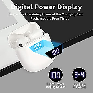 Wireless Earbud Bluetooth 5.0 Headphones Built in Mic Noise Cancelling 3D Stereo Headsets in Ear Ear Buds IPX5 Waterproof Air Buds with Charging Case for iPhone/Android & Power Display