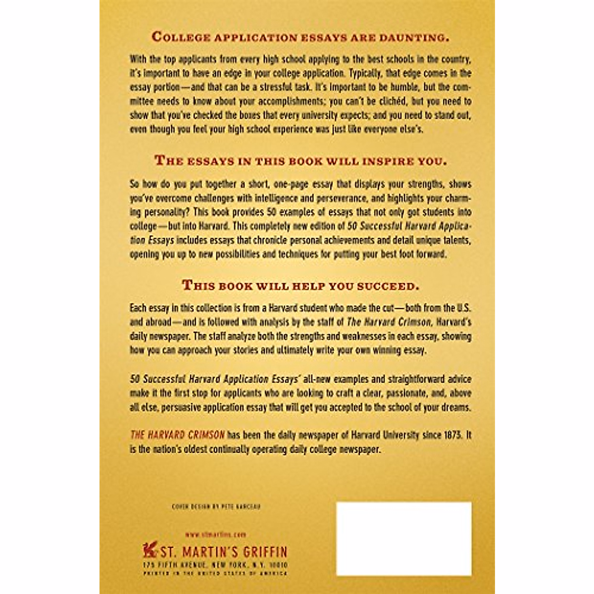 50 Successful Harvard Application Essays, 5th Edition: What Worked for Them Can Help You Get into the College of Your Choice