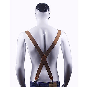 Cedrainy Adjustable Elastic Suspenders for Men's and Women's with X Back Suspenders for Casual & Formal(Coffe)