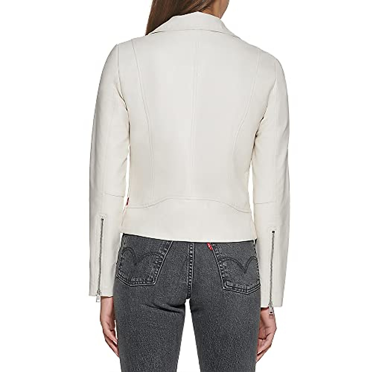 Levi's Women's Faux Leather Asymmetrical Moto Jacket, Oyster, X-Large