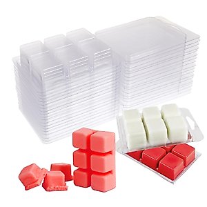 Wax Melt Molds 100 Packs Wax Melt Clamshells 6 Cavity Cubes Clamshells Clear Empty Plastic Cube Tray for Wickless Tarts Candles by DGQ