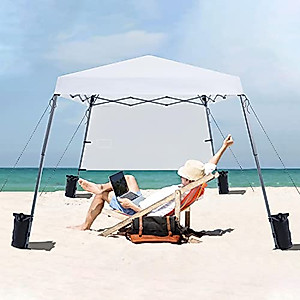 Yaheetech Pop Up Canopy Tent with Backpack, 10 x 10 Base Portable Easy One Person Set-up Folding Shelter Compact Slant Leg Lightweight Canopy, White