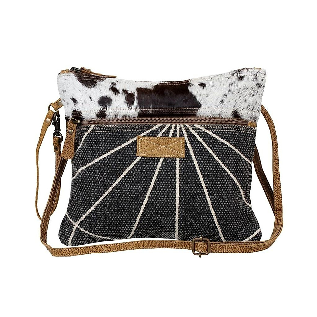 Myra Bag Artless Small & Cross Body Bag Upcycled Canvas, Rug, Leather & Cowhide S-2607