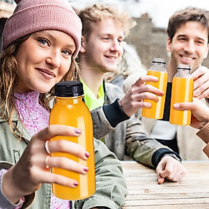 Bokon 100 Pack Plastic Juice Bottles with Caps for Juicing Clear Reusable Drink Containers with Lids Empty PET Beverages Bottles Bulk for Juicing Smoothies Drinking Beverages Fridge(12 oz)