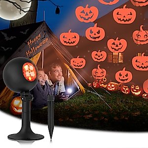 Halloween Lights, Outdoor Pumpkin Light Projector Indoor Holiday Decoration Lamp Waterproof LED Show Dynamic Spotlight Outside Night Projection for Party House Home Yard Garden Decorations