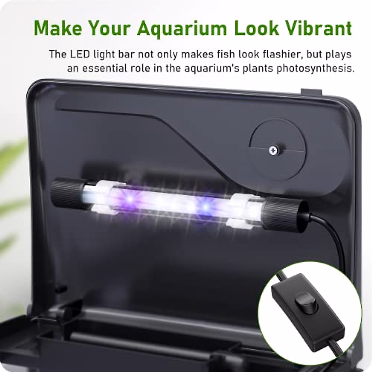 PONDON Betta Fish Tank, 2 Gallon Glass Aquarium, 3 in 1 Fish Tank with Filter and Light, Desktop Small Fish Tank for Betta Fish, Shrimp, Goldfish (Black)