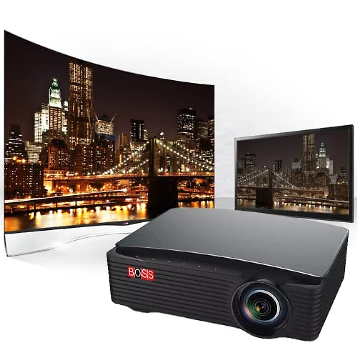 Boss S28A | 3840 x 2160p UHD Projector for Home/Office | Multimedia Projector with 7200 lumens | Projector for Home Cinema Electronic Focus Compatible with TV Stick, Set-Top Box, HDMI, USB, Laptop