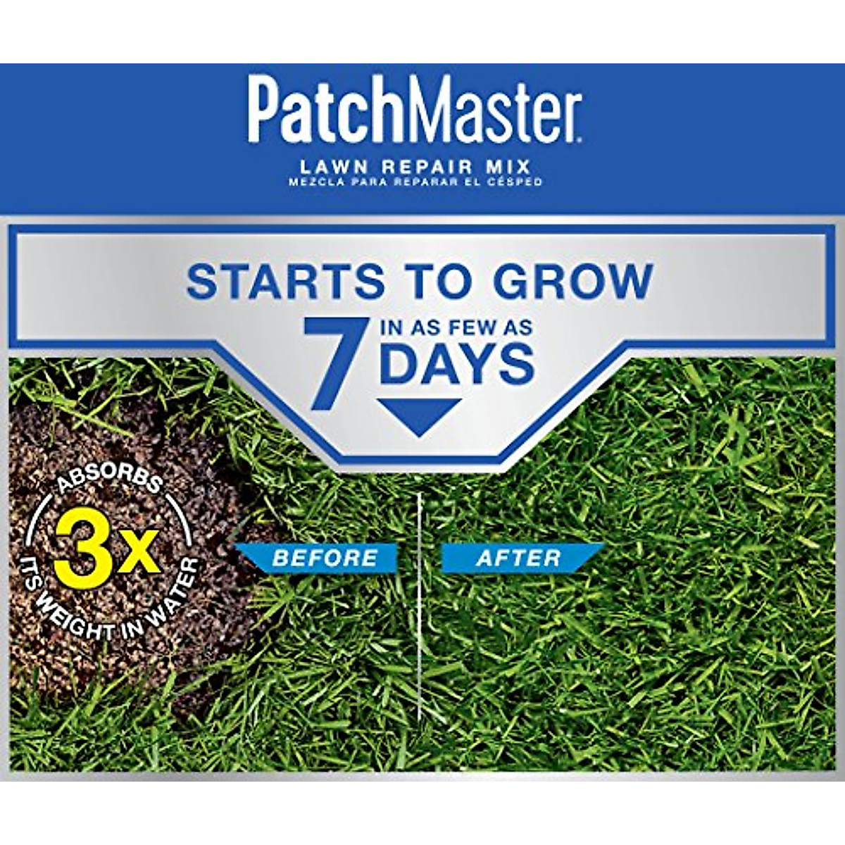 Scotts PatchMaster Lawn Repair Mix Sun + Shade Mix, Combination Grass Seed, Fertilizer, and Mulch, 10 lbs.