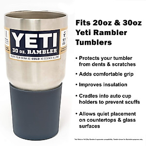 Silicone Boot Sleeve Protector for 20oz, 26oz, 30oz Yeti Rambler Tumbler Cups and 32oz Hydro Flask Tumbler (Smoke)