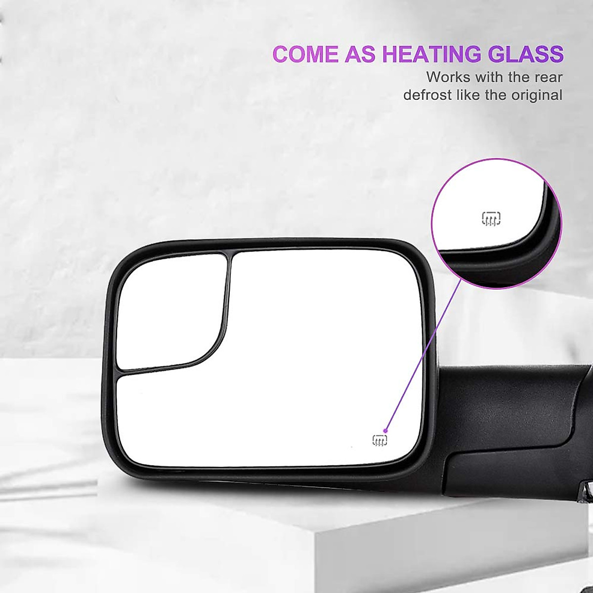 INEEDUP Towing Mirrors Tow Mirrors Fit for 2002-2008 for Dodge for Ram 1500 2003-2009 for Dodge for Ram 2500/3500 with Left and Right Side Power Adjusted Heated Without Signal Light Manual Flip Up