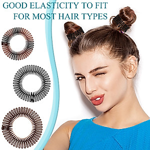 WILLBOND 14 Pcs Full Circular Stretch Comb Headbands Flexible Plastic Circle Hair Comb Circular Tooth Headband Plastic Hair Hairband Holder for Women Girls Hair Accessories, 7 Styles(Lovely Color)