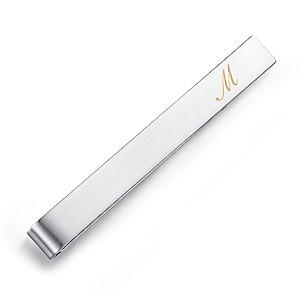 HONEY BEAR Mens Initial Alphabet Letter Tie Clip Bar Normal Size Gift 5.4cm M Silver