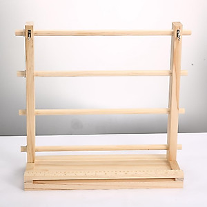 NewEle Ribbon Organizer - Wooden Ribbon Spool Holder for Mesh Ribbon Wreath Thread Tulle Roll Washi Tape, Ribbon Holder Organizer Rack for Craft Room, Florist Supplies, Wrapping Craft Present