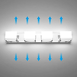 Tipace Dimmable Modern 4 Lights LED Vanity Light for Bathroom Up and Down Chrome Bathroom Wall Light Fixtures Over Mirror(White Light 6000K)